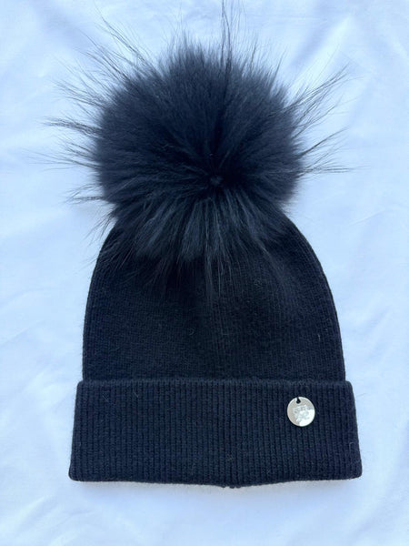 Adult - fine knit pom pom - Black with black – FiFi's Boutique